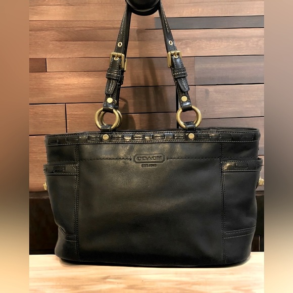 Coach | Bags | Coach Black Leather Carry Bag | Poshmark
